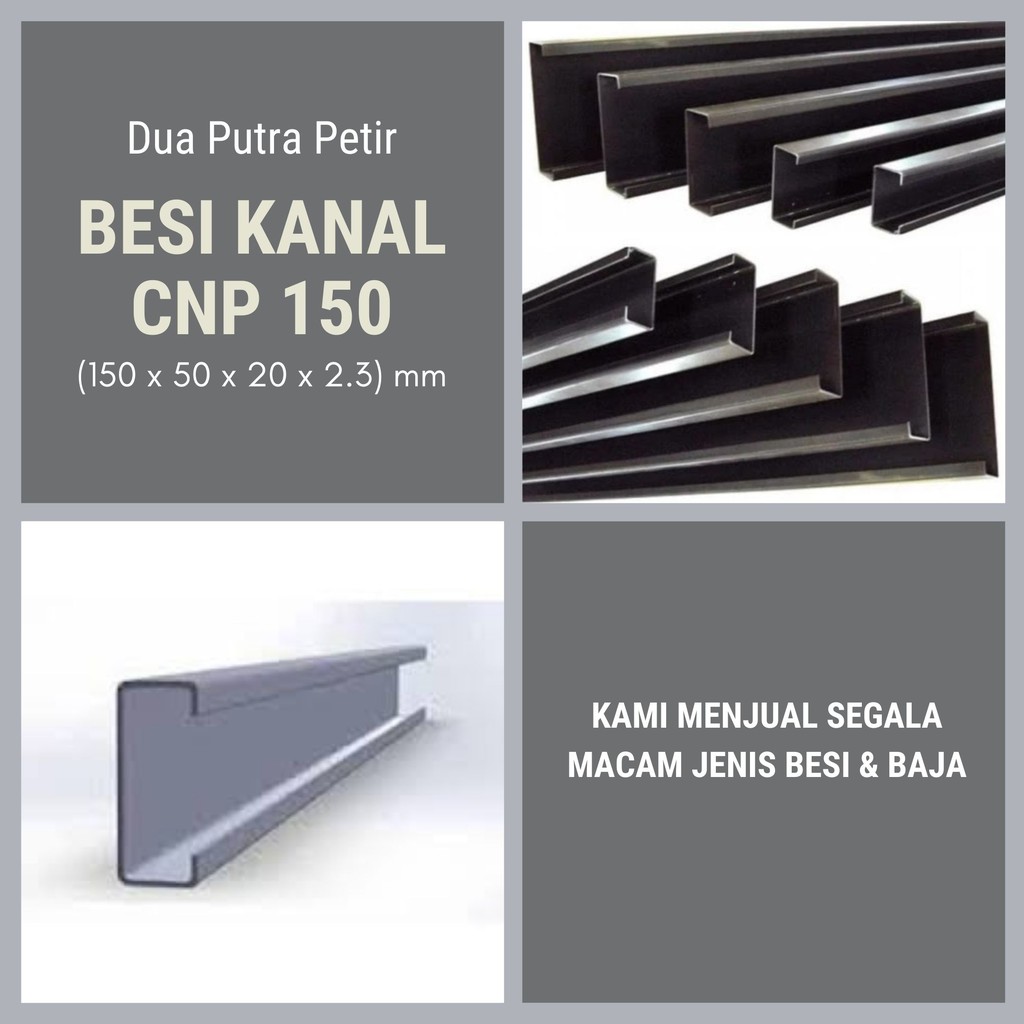 Jual Besi Kanal CNP 150 (150 x 50 x 20 x 2.3) mm | Shopee Indonesia