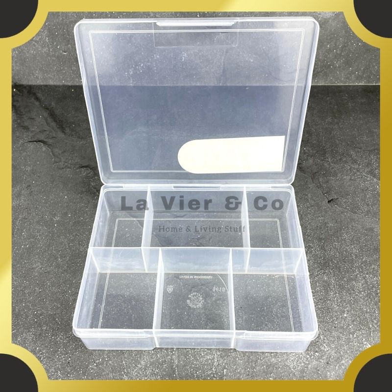 Jual Tempat Kotak Plastik Penyimpanan Transparan 6 Sekat Multifungsi ...