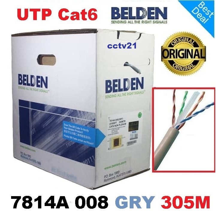 Jual Kabel LAN / UTP Cat6 ORI BELDEN USA 7814A 305 Meter Harga promo ...