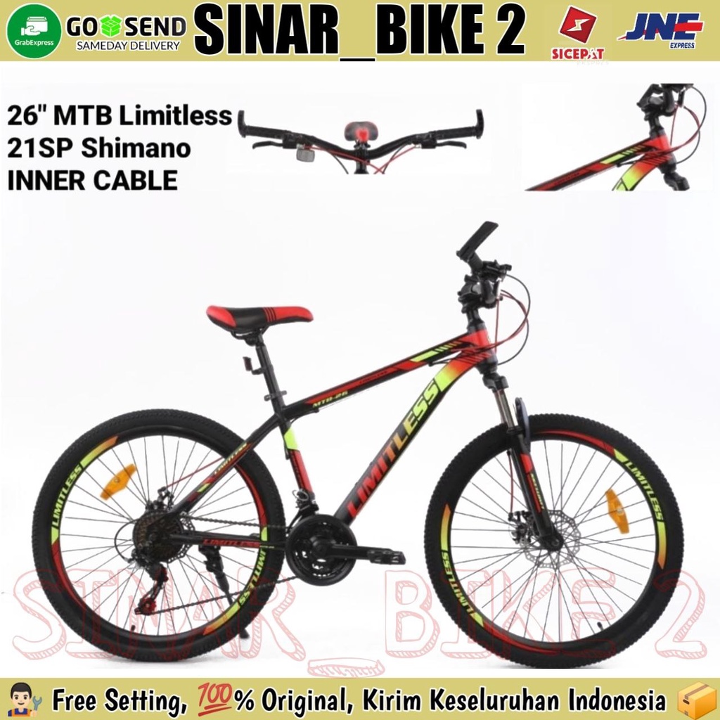 Jual Sepeda Gunung 26 Inch MTB LIMITLESS 3x7 Speed Shimano Rem Cakram ...