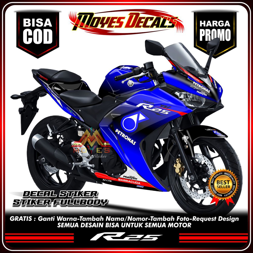 Jual DECAL MOTOR YAMAHA R25 CUSTOM STIKER FULLBODY MOTIF PETRONAS ...
