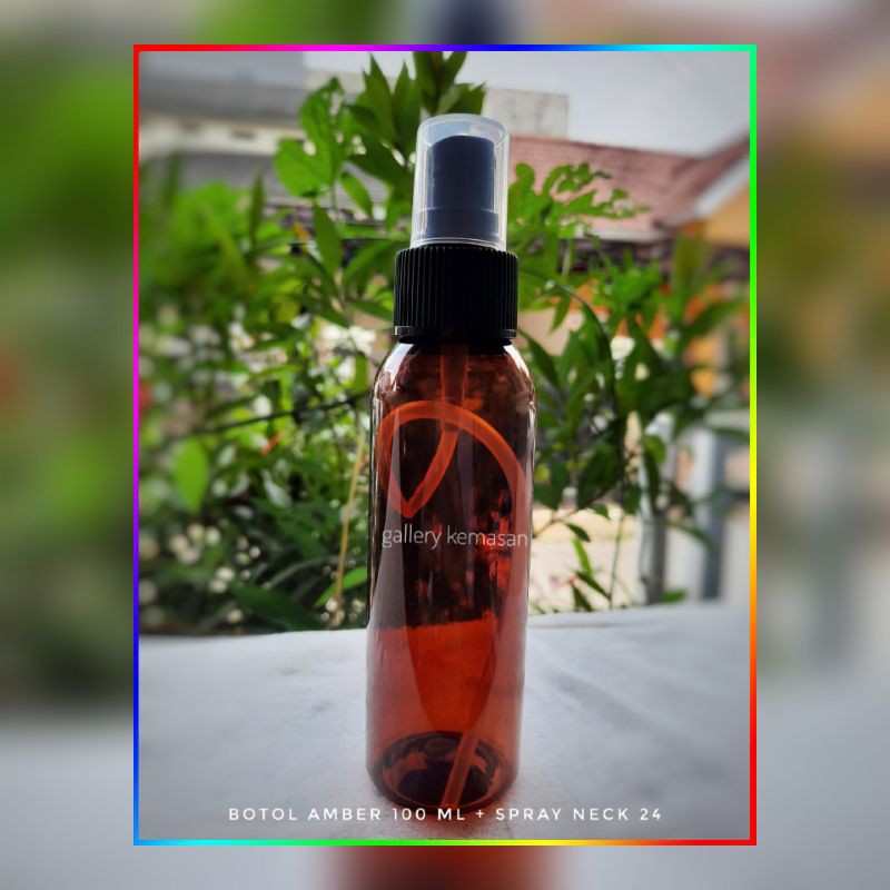 Jual Botol plastik/Botol Amber 100 ml + Tutup spray neck 24 | Shopee Indonesia