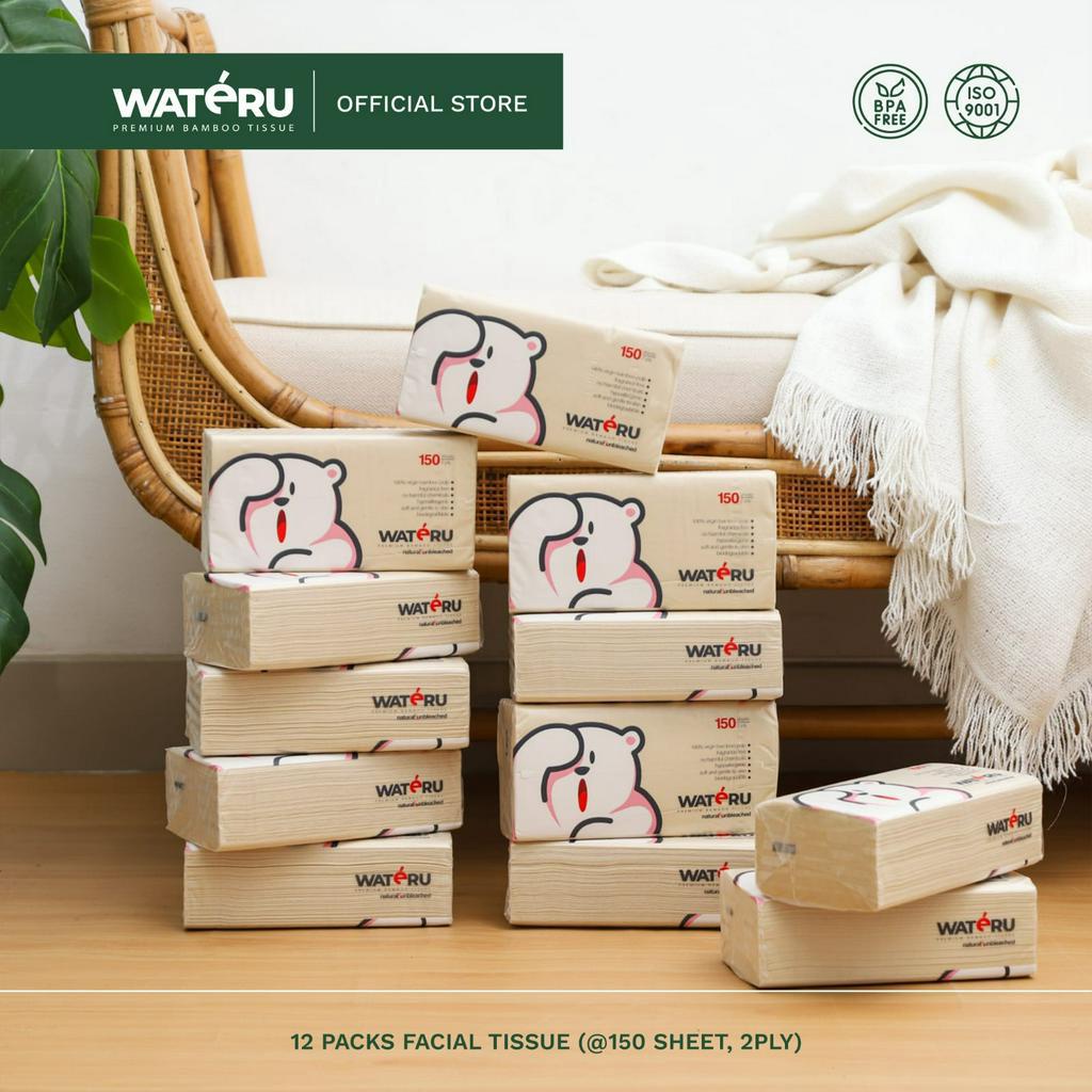 Jual Wateru Natural Bamboo Tissue / Tisu Bambu - Facial 150s, 12 pack ...