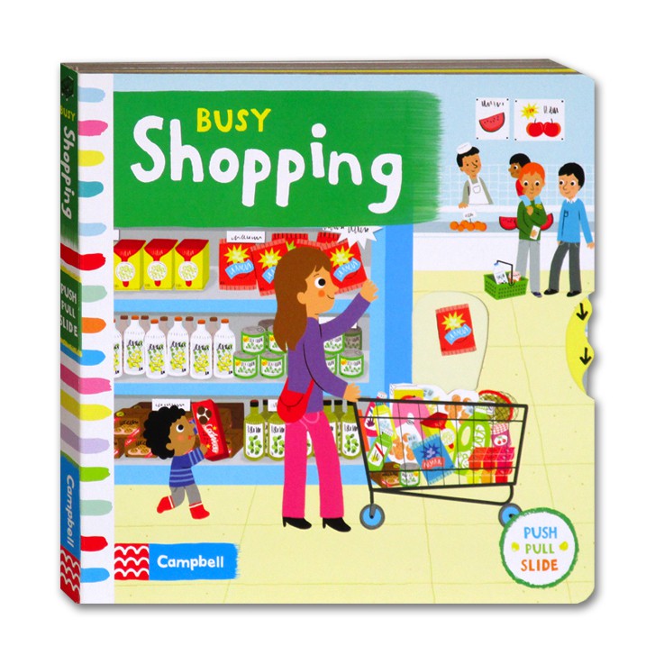 Jual Busy Shopping- Push Pull Slide Board Book | Shopee Indonesia