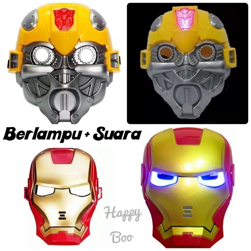 Jual topeng iron man transformer bumble bee ironman mask berlampu ...