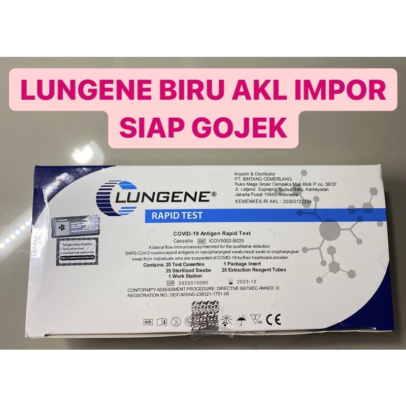 Jual Lungene BIRU AKL Alat Rapid Test Antigen Isi 25pcs | Shopee Indonesia
