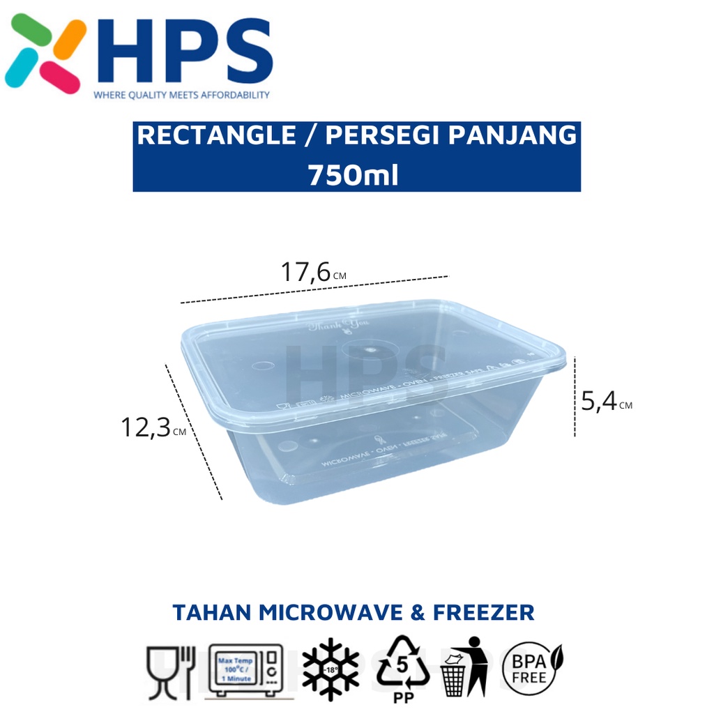 Jual Thinwall 750ml Persegi Panjang Container Kotak Makan Plastik Take