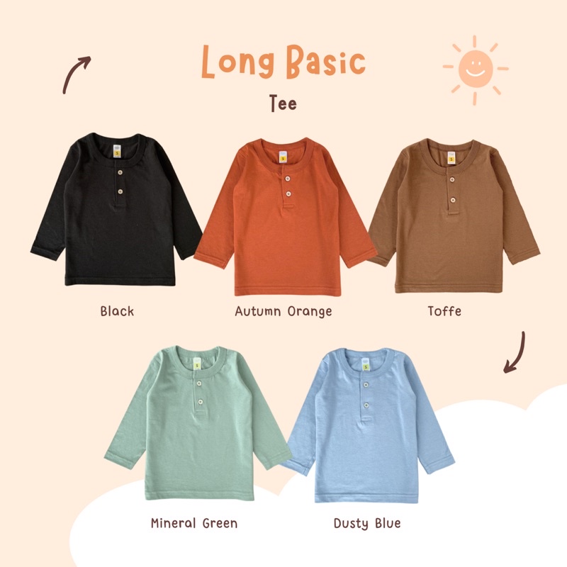 Jual Yobebee Kaos Long Basic Tee Polos Anak Laki Laki Usia 2 4 6 8 9 Tahun Kaos Henley Kancing ...