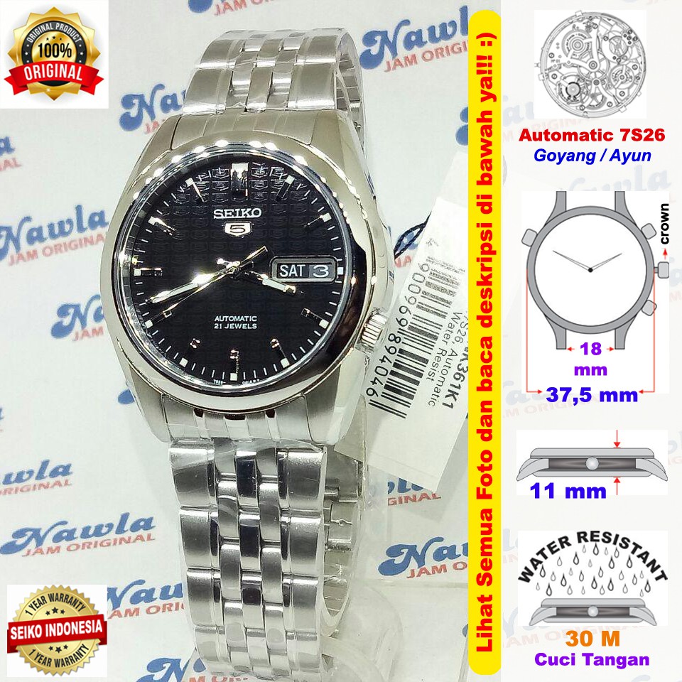 Jual Seiko 5 Automatic SNK361k1 Black Dial - Jam Tangan Pria SNK361 ...