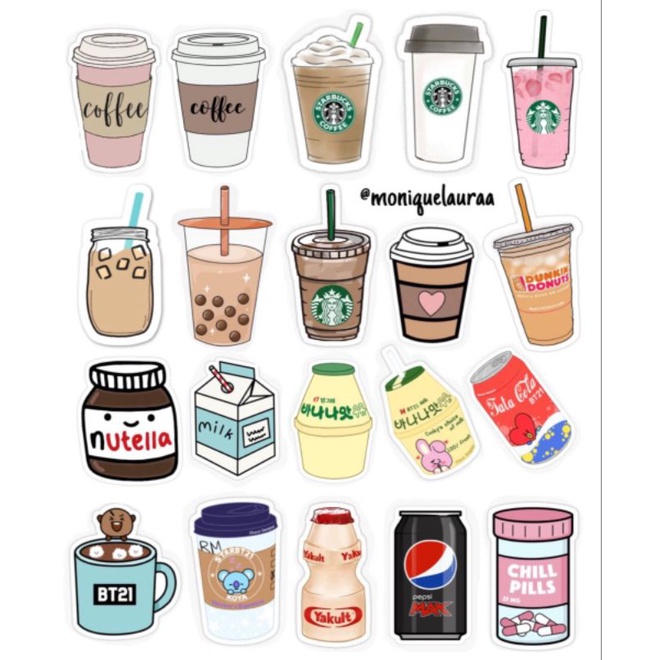 Jual Set sticker kawaii lucu cute makanan | Shopee Indonesia