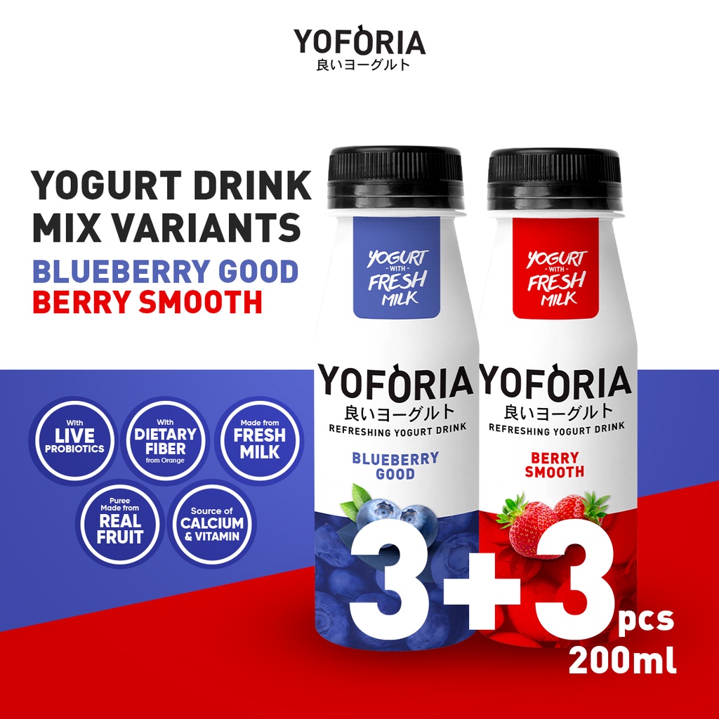 Jual Yoforia Yogurt Drink 6 in 1 - Blueberry & Berry Smooth (Mix ...