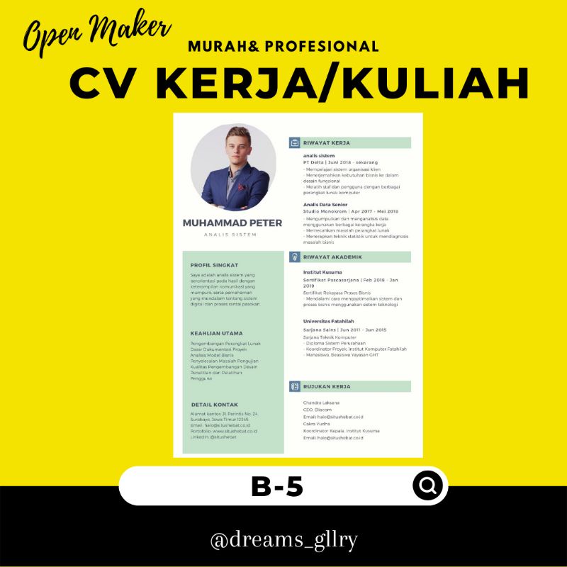 Jual cv/jasa buat cv/desain cv/cv kerja/cv kuliah | Shopee Indonesia