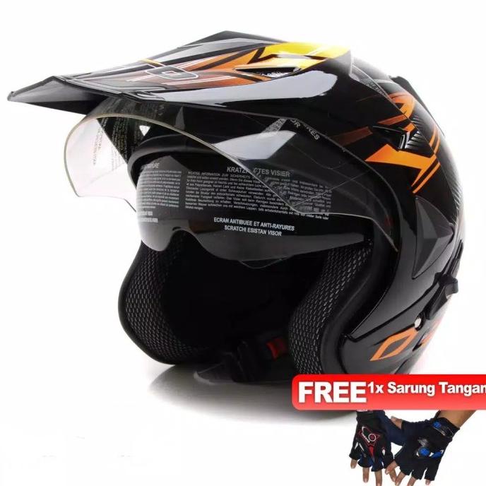 Jual Helm Motor Sni Wto Pro Sight Semi Cross Hitam Orange | Shopee ...