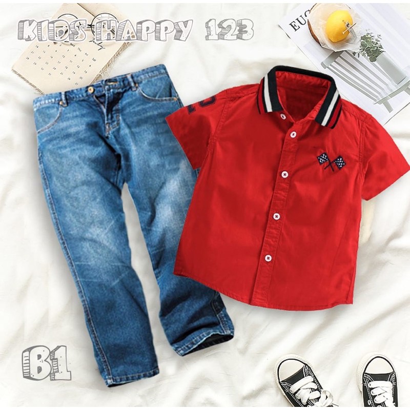 Jual set kemeja anak racing flag | Shopee Indonesia