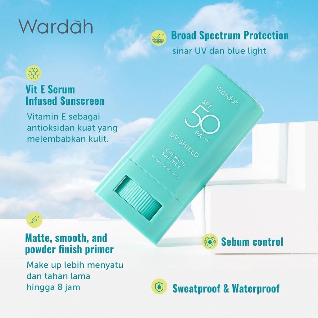 Jual Wardah UV Shield Light Matte Sun Stick SPF 50 PA++++ (HIJAU ...