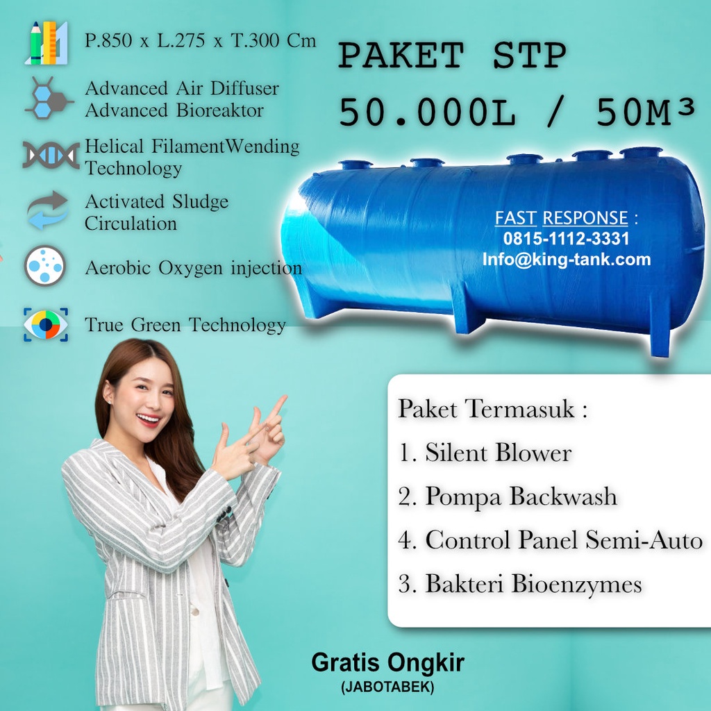 Jual Tangki IPAL STP 50000 Liter / 50m3 Tangki Septic Tank STP | Shopee ...