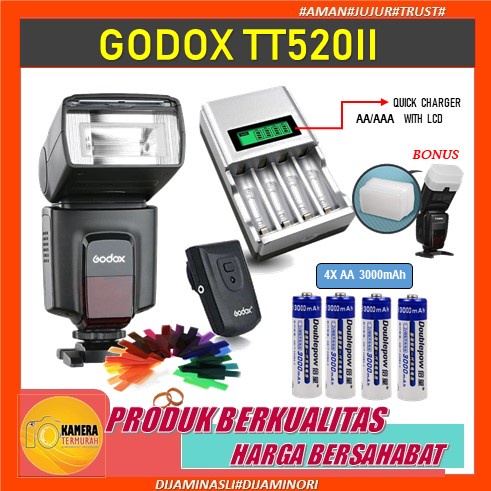 Jual Godox TT520 II + Wireless Trigger Universal Speedlite Flash TT ...