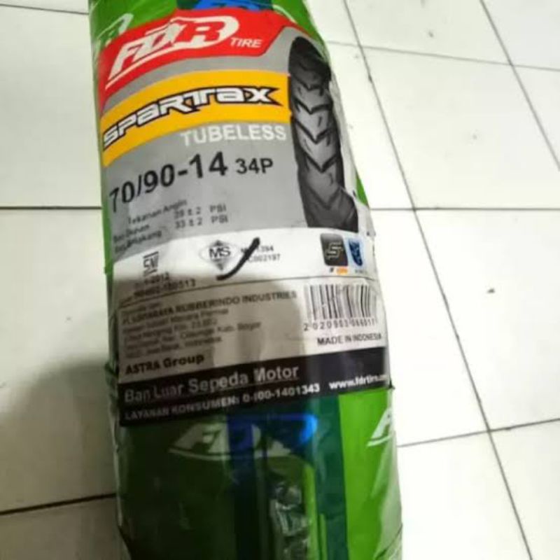 Jual BAN TUBELESS FDR SPARTAX, FLEMINO, FACIO, XR EVO UKURAN RING 14 ...