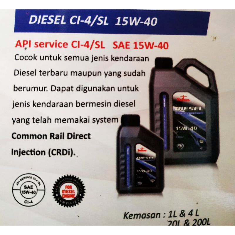 Jual OLI DIESEL CI-4 / SL 15W-40 KEMASAN 4 L MERK SEIKEN JAPAN | Shopee ...