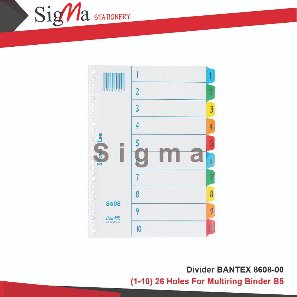 Jual Bantex Index (1-10) 26 Holes For Multiring Binder B5 #8608 00 ...