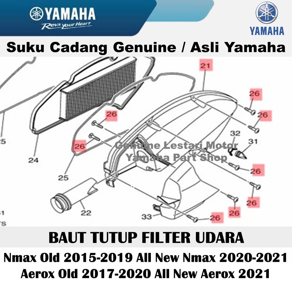 Jual Screw Baut Tutup Filter Udara All New N Max Nmax Aerox Nmax N Max ...