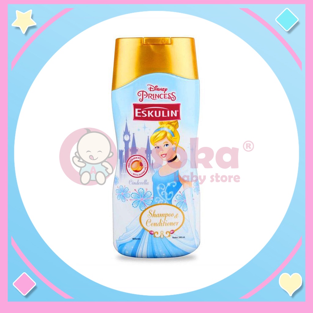 Jual Eskulin Kids Shampoo & Conditioner Cinderella / Ariel / Frozen II ...