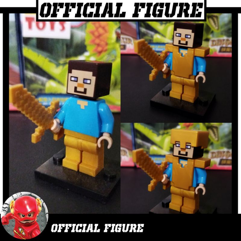 Jual Mainan Anak Minecraft Steve Gold Armored With Sword | Shopee Indonesia