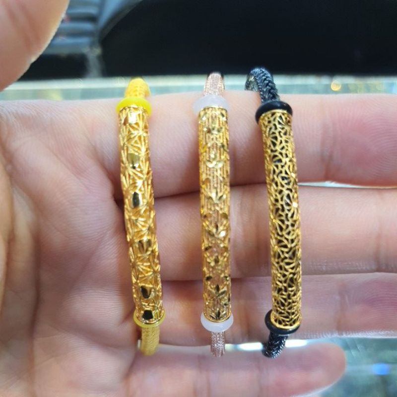 Jual Gelang Charm Bambu Bunga Emas Asli Kadar 700 16K Kuning Mas Motif ...
