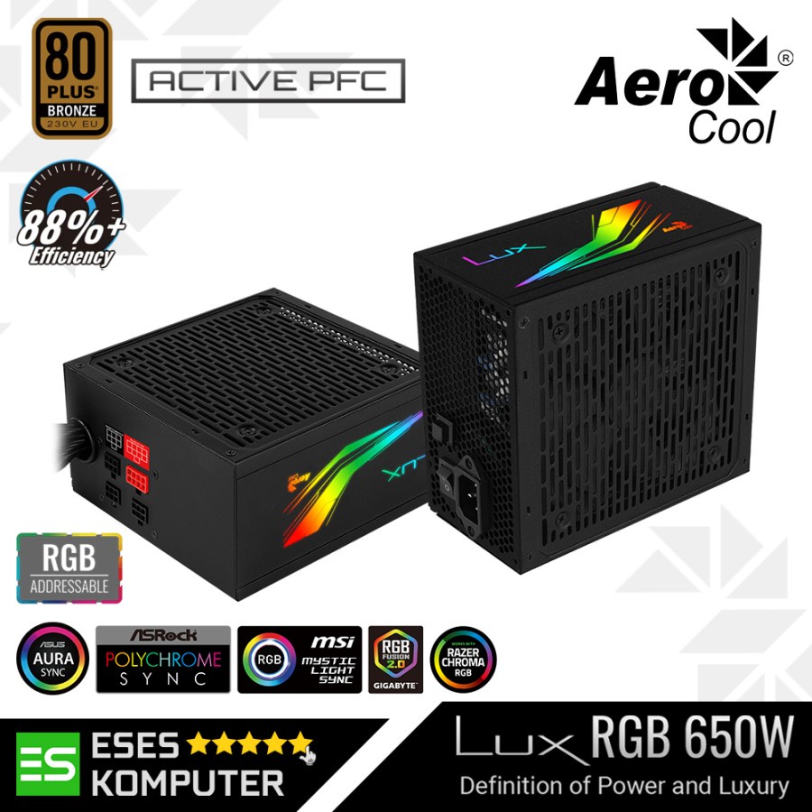 Jual PSU Aerocool LUX RGB 650M - 650W 80 Plus Bronze - Modular | Shopee ...