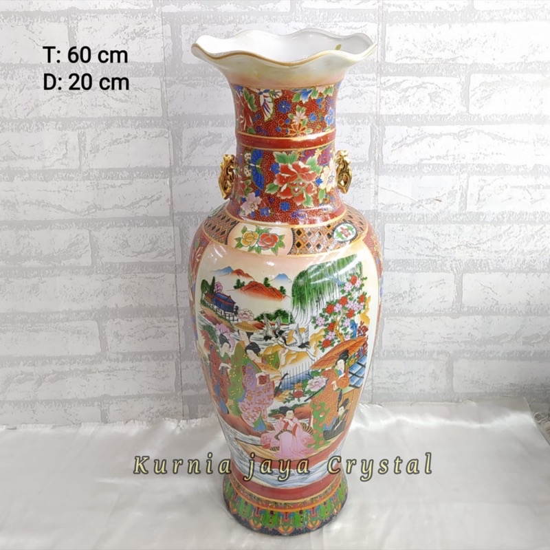 Jual Guci Keramik / Vas Bunga Keramik tinggi 60cm diameter 20cm ...