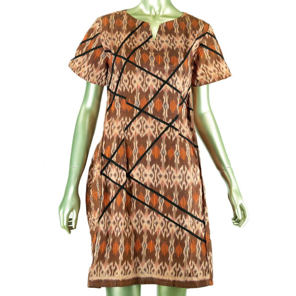 Jual MINI DRESS GAUN WANITA LENGAN PENDEK KAIN TENUN BENANG TINDIS ...