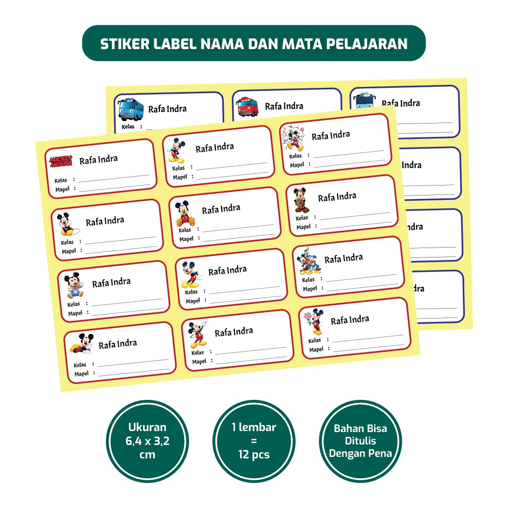 Jual STIKER LABEL NAMA & MATA PELAJARAN SEKOLAH | PEMATANG SIANTAR ...