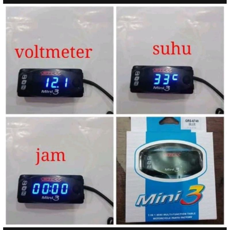 Jual VOLT METER MINI 3 IN 1 UNIVERSAL/DIGITAL VOLT METER 3 IN 1 DIGITAL ...