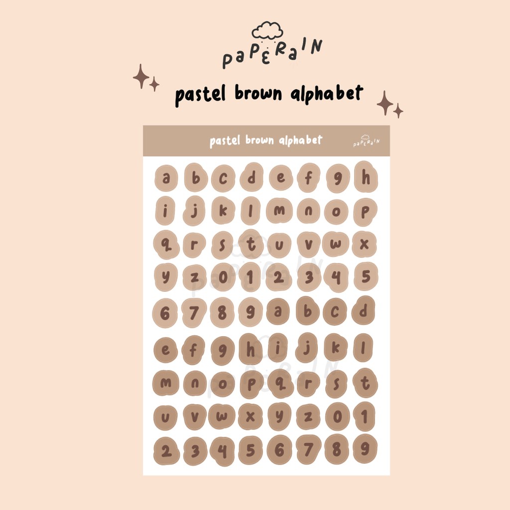 Jual pastel brown alphabet sticker sheet | Shopee Indonesia