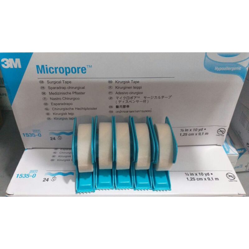 Jual micropore 1/2 inc/plester putih/micropere 3 m(24 rol/box) | Shopee ...