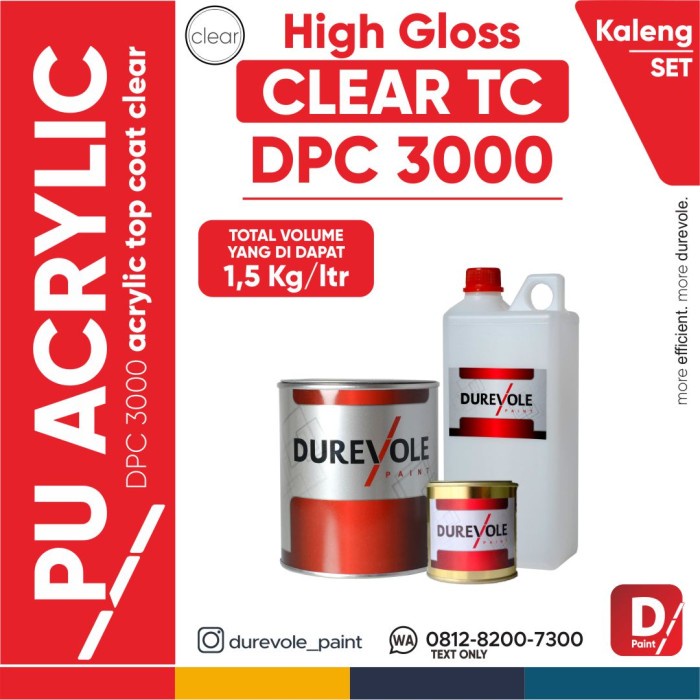 Jual DUREVOLE PU ACRYLIC CLEAR DPC 3000 (KALENG SET) | Shopee Indonesia
