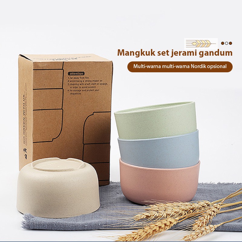 Jual Mangkuk Makan Bowl Set 4pcswarna warni /Mangkok Wheat Straw/VS-9 ...
