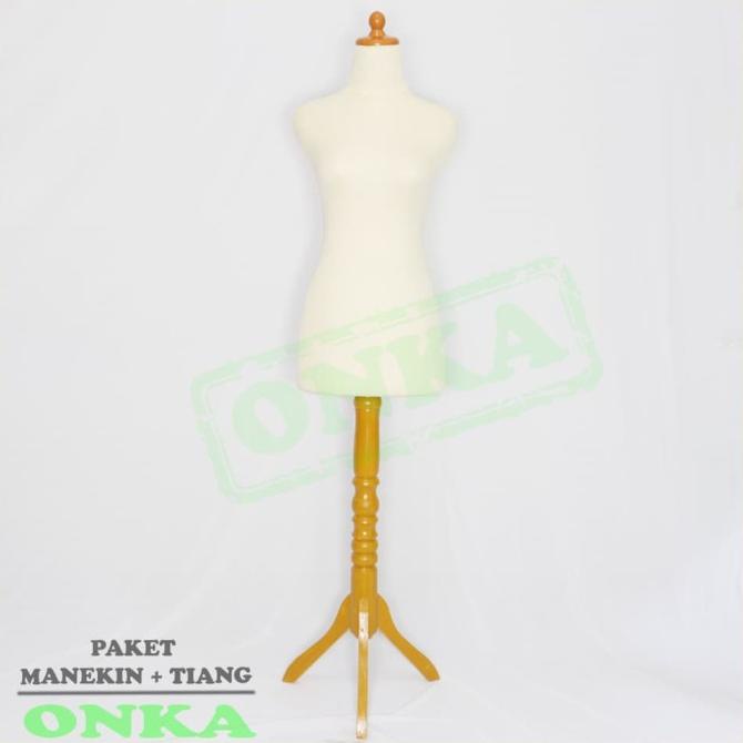 Jual Dm Krem + Kayu Manekin Kain Krem + Tiang Kayu / / Patung Display ...