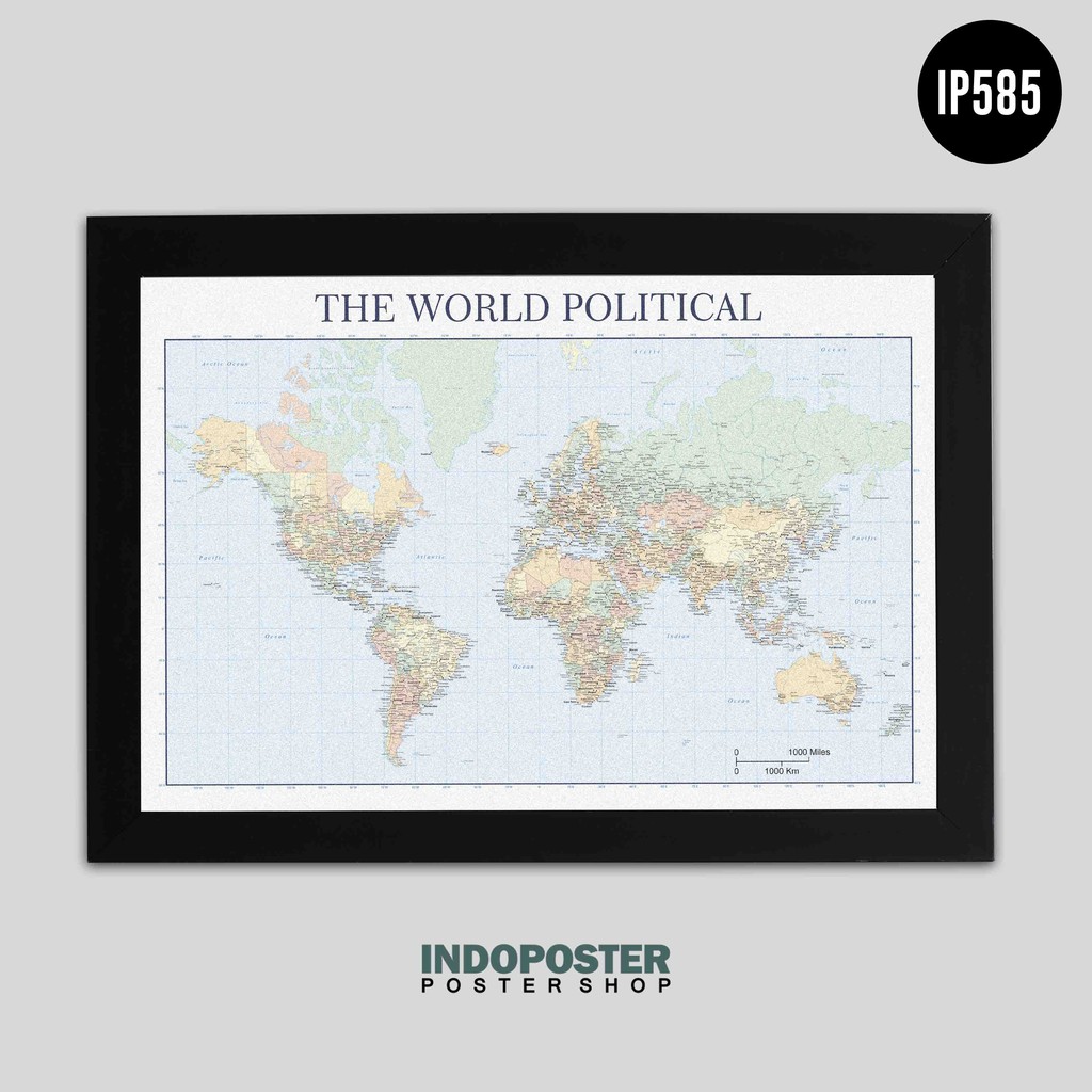 Jual Poster World Political Map Peta Dunia 01 A2 60X40cm | Shopee Indonesia