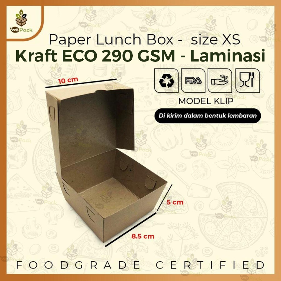 Jual PAPER LUNCH BOX KRAFT 290 GSM UKURAN XS KECIL - KOTAK MAKAN KERTAS ...