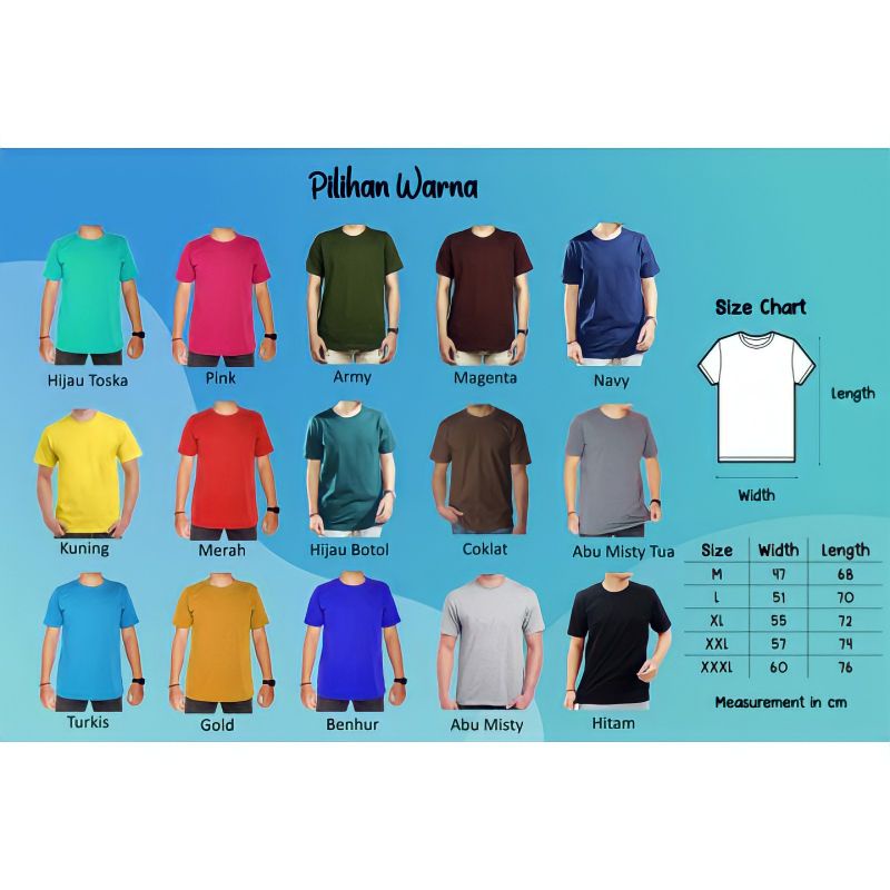Jual KAOS POLOS PRIA DAN WANITA DEWASA SEMUA UKURAN M | L | XL | XXL ...