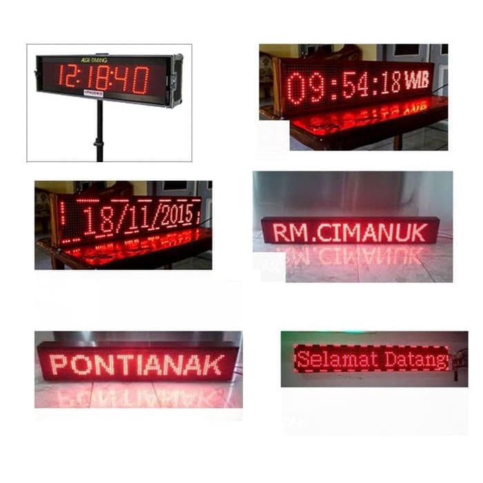 Jual LED Running Text Tulisan Berjalan Display 1.6m x 20cm Merah INDOOR ...
