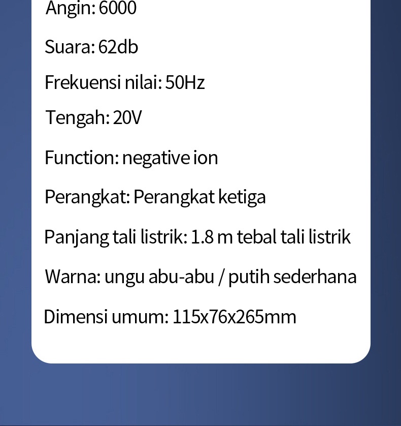 Jual Abeni Hair Dryer ion negatif Pengering Rambut 850W Kecepatan ...