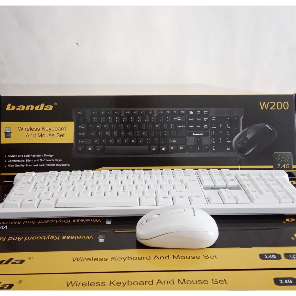 Jual Keyboard Wireless dan Mouse Set Banda W200 | Shopee Indonesia