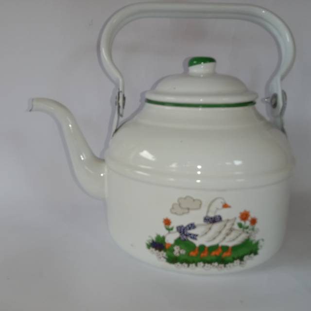 Jual Teko enamel motif angsa jadul | Shopee Indonesia