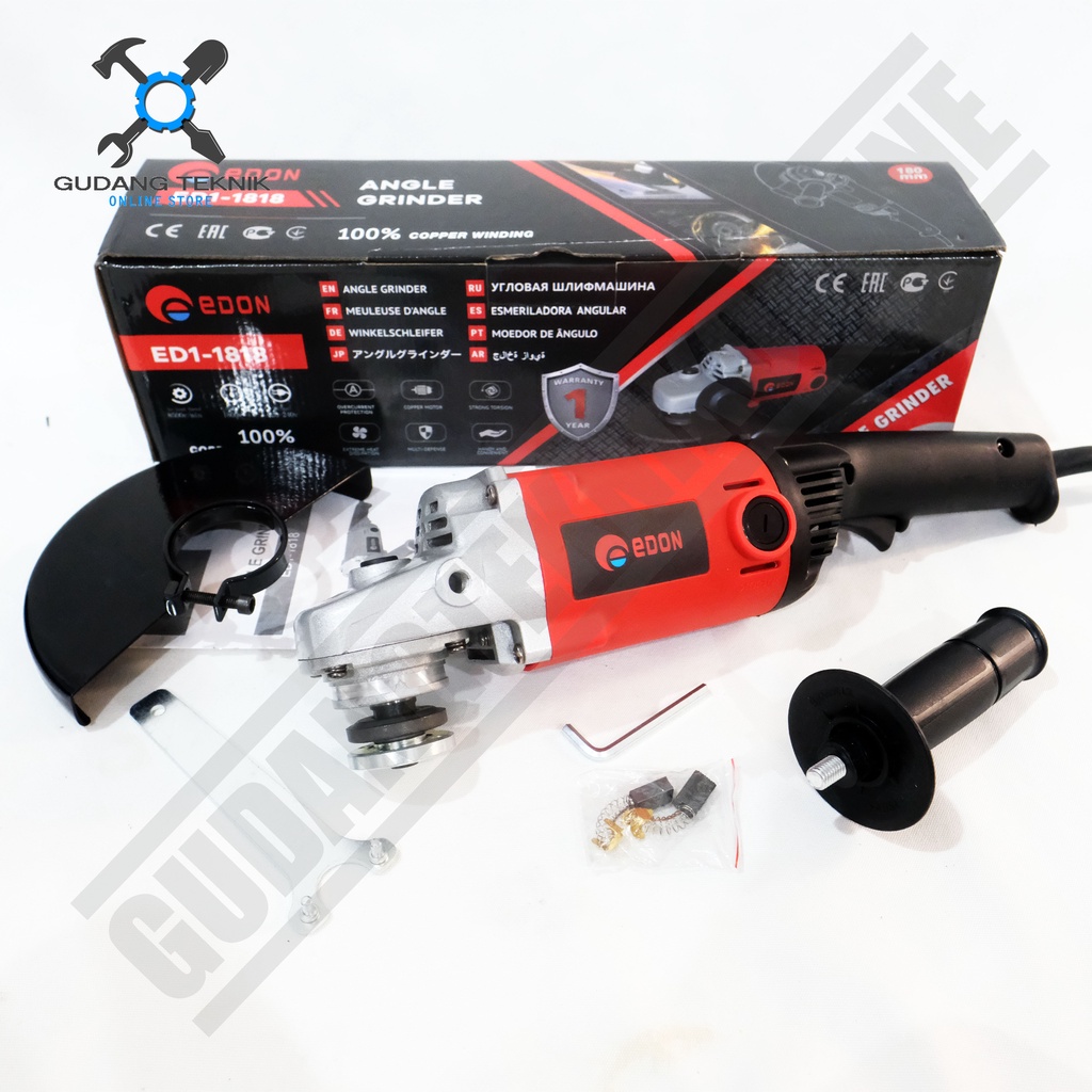 Jual Mesin Gerinda Tangan 7" EDON ED1-1818 / Angle Grinder 7 Inch Mesin ...