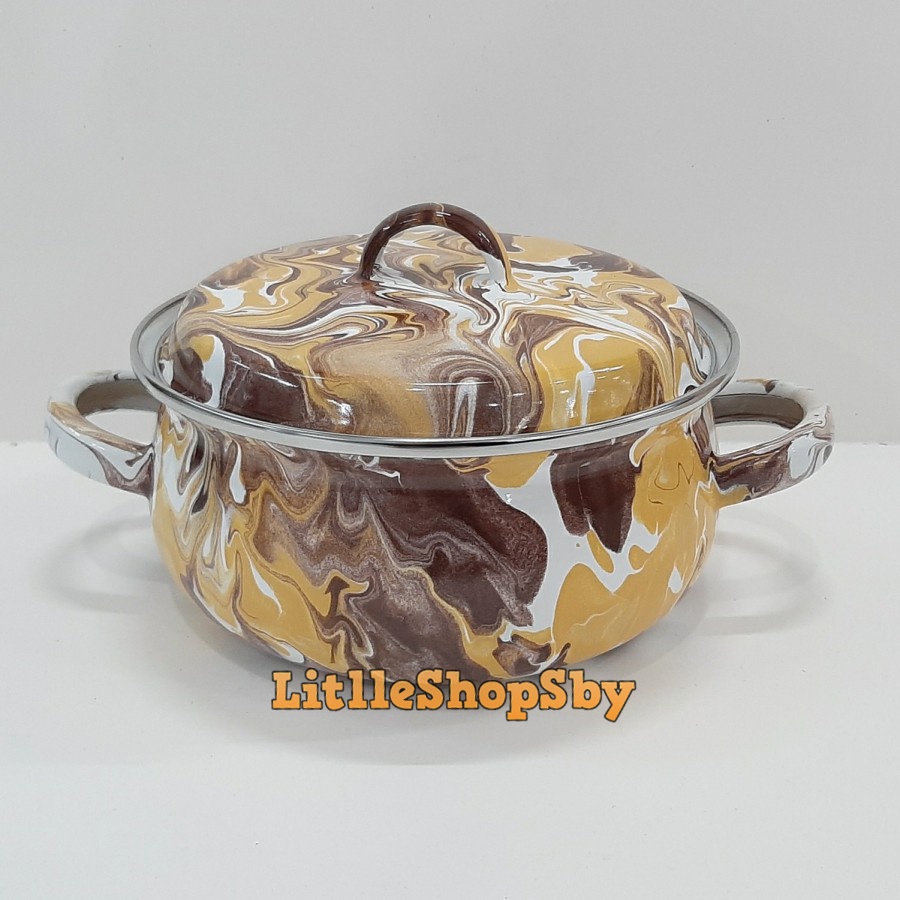 Jual Panci Enamel Saucepot 16cm Kuning Coklat Putih Marble Blirik ...