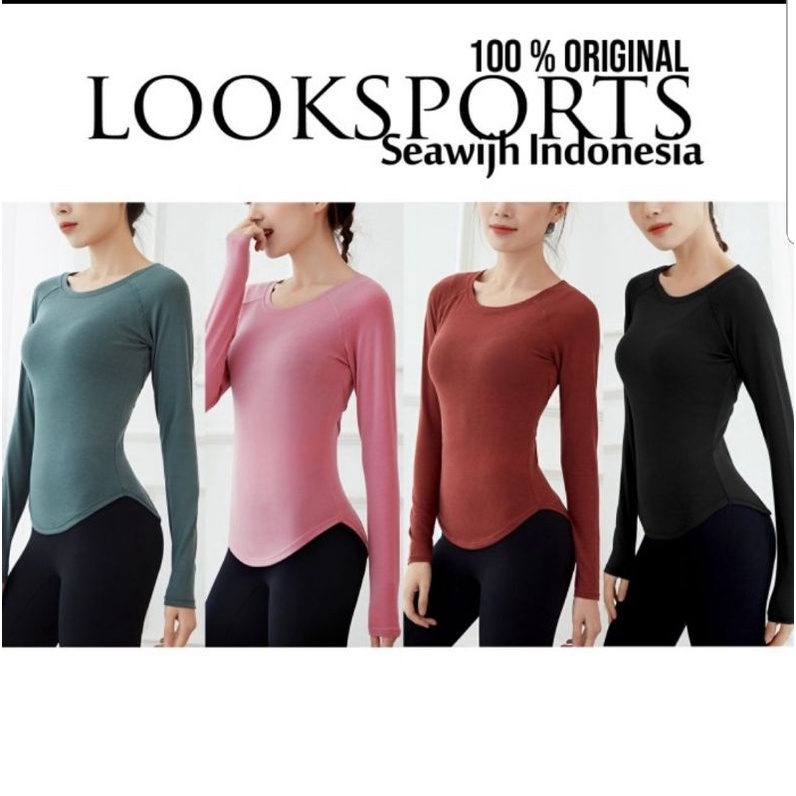 Jual SALE!!! Baju Yoga Senam Lengan Panjang Wanita Hijab Kaos Casual ...