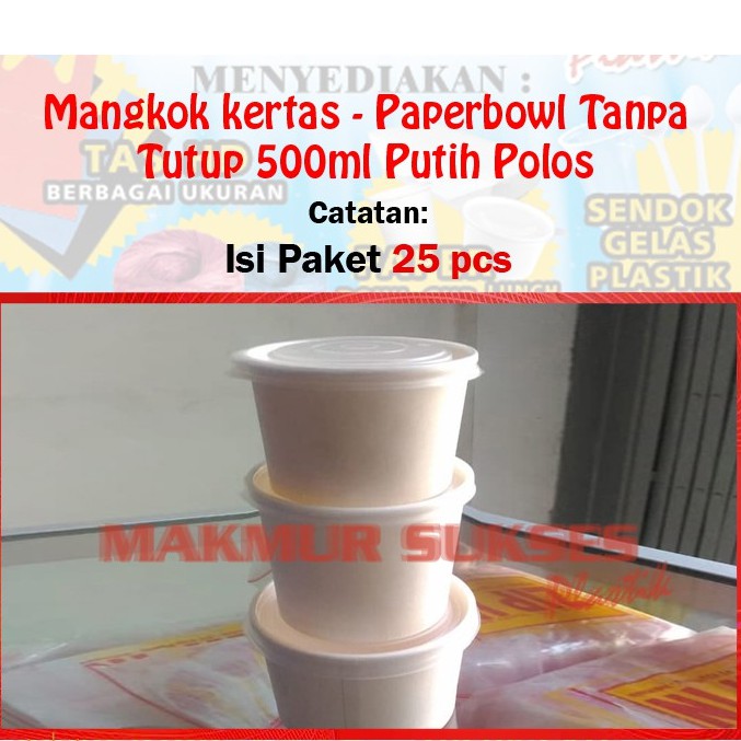 Jual Mangkok Kertas - Paperbowl Body Only / Mangkok Saja 500ml putih ...