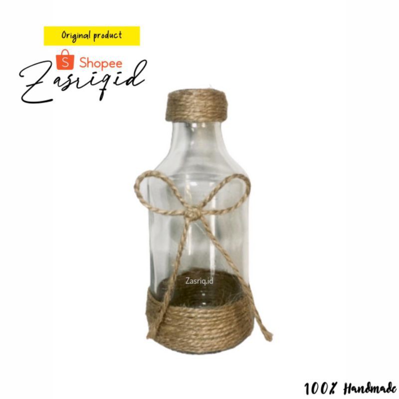 Jual Vas botol kaca hiasan pita | vas botol kaca murah | botol kaca ...